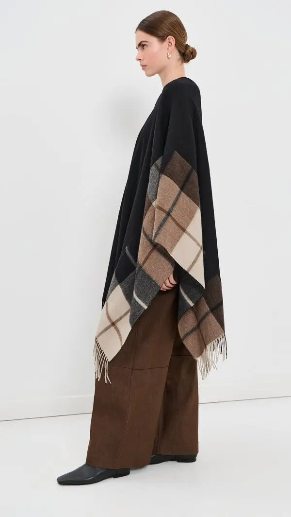FRENKEN Mixed 2 Scarfs Wool Poncho