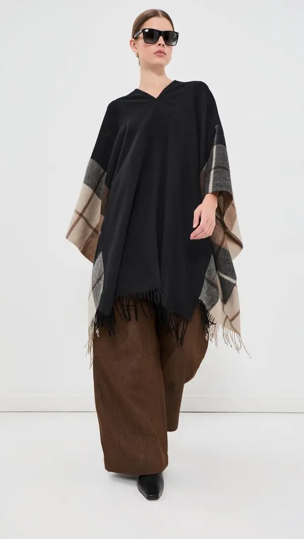 FRENKEN Mixed 2 Scarfs Wool Poncho