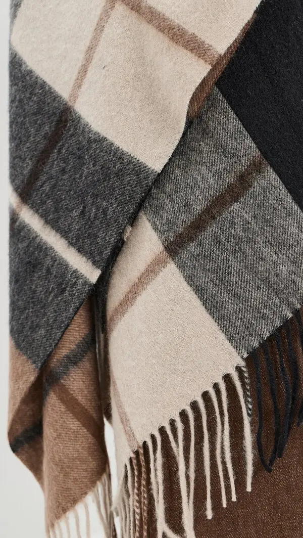 FRENKEN Mixed 2 Scarfs Wool Poncho