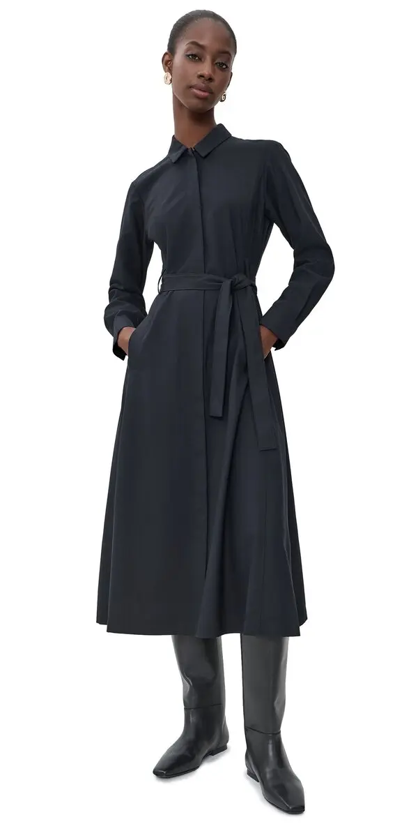 Theory Long Sleeve Belted Shirtdress