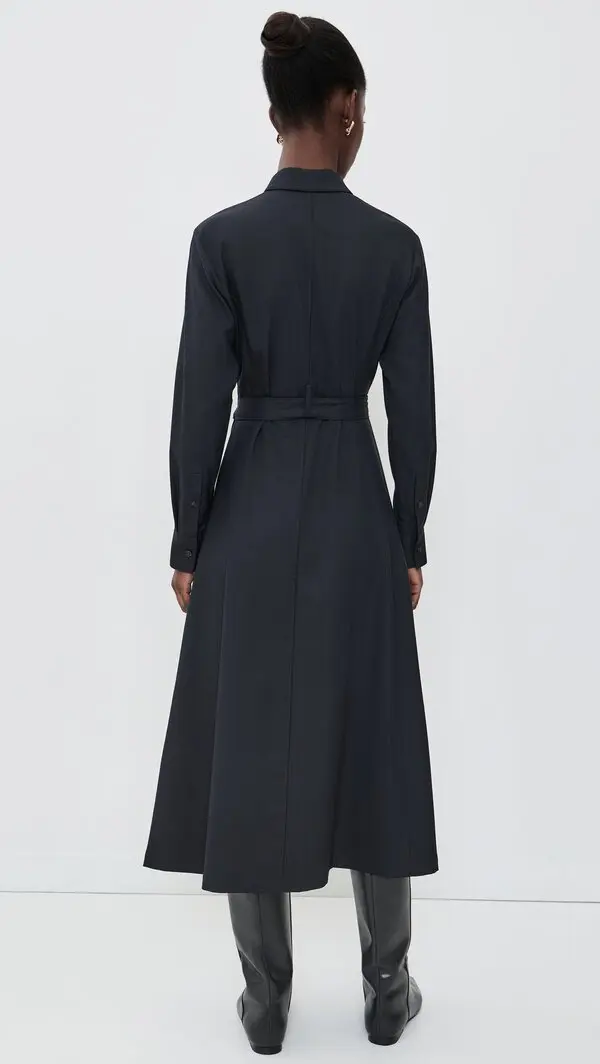 Theory Long Sleeve Belted Shirtdress