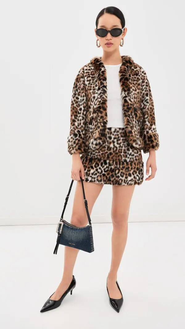 Marc Jacobs Leopard Faux Fur Skirt