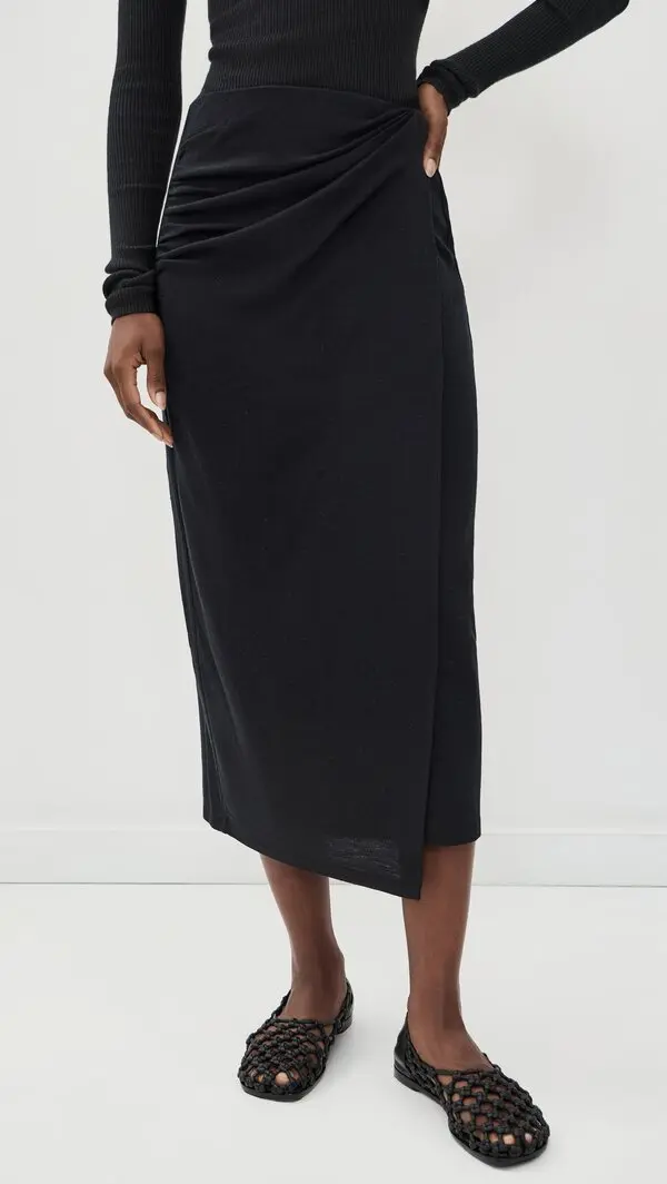 Vince Waist Draped Midi Skirt