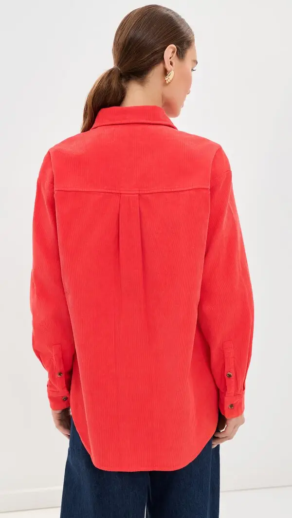 LE BOP Winnie Corduroy Button Down Shirt - Red