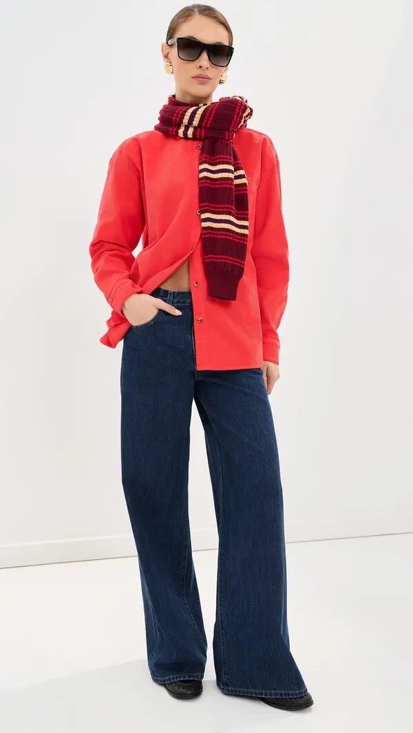 LE BOP Winnie Corduroy Button Down Shirt - Red