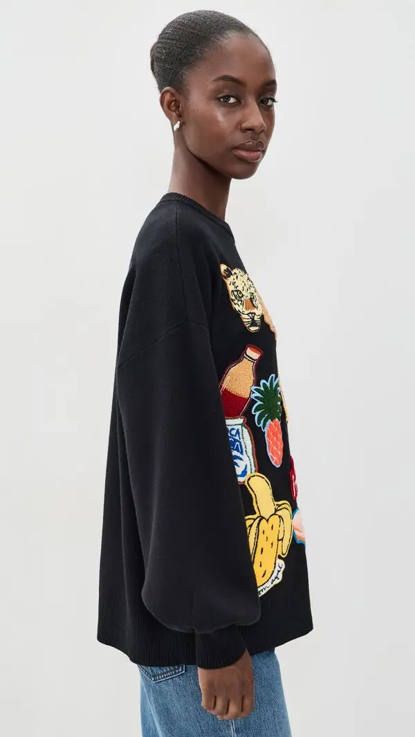 Farm Rio Tropical Patch Knit Sweater