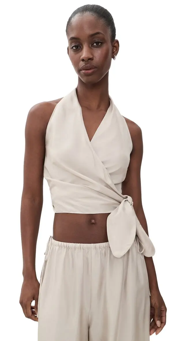 ST. AGNI Silk Halter Wrap Top