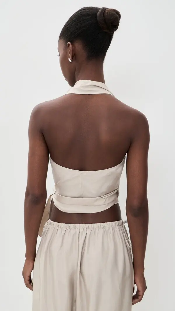 ST. AGNI Silk Halter Wrap Top