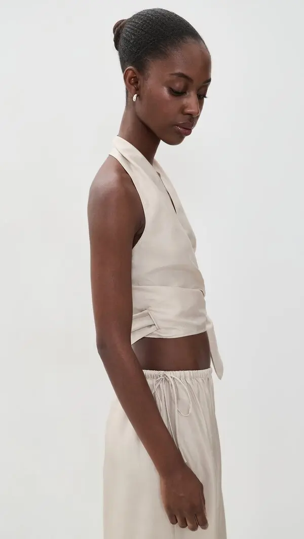 ST. AGNI Silk Halter Wrap Top