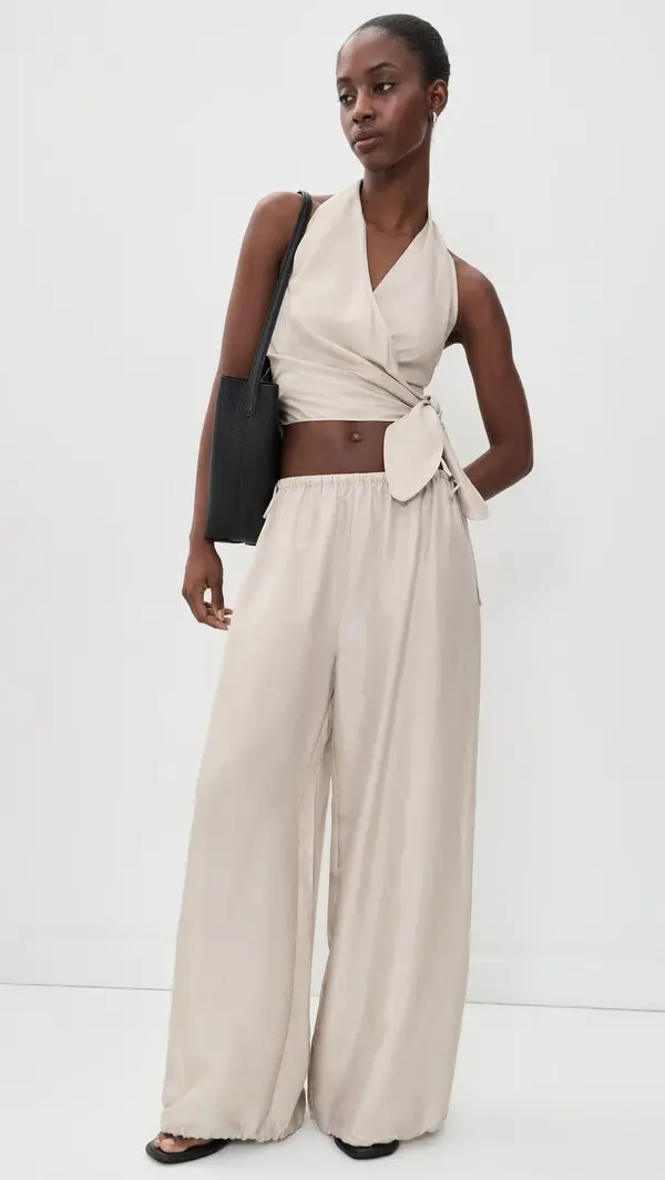 ST. AGNI Silk Halter Wrap Top