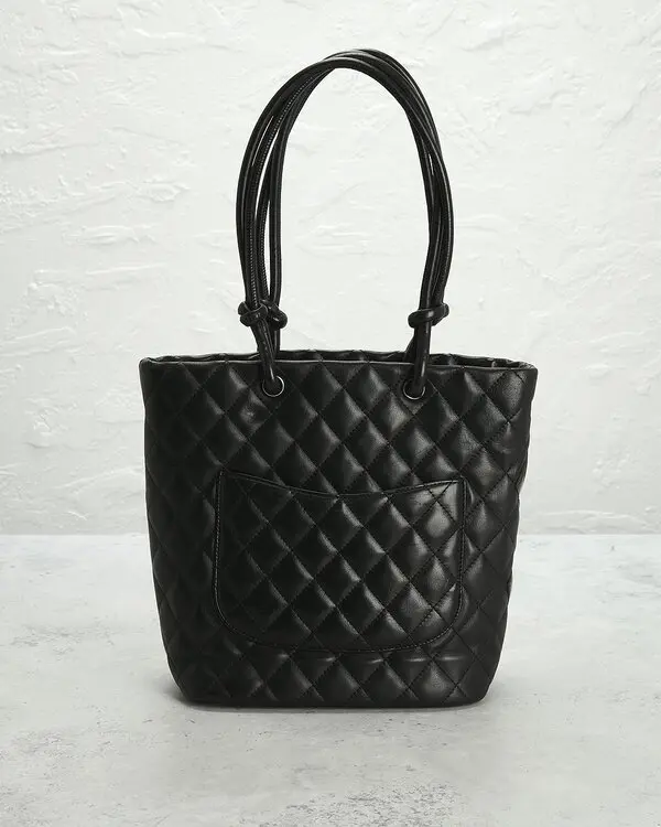 FWRD RENEW Chanel Lambskin Medium Cambon Tote Bag - Black