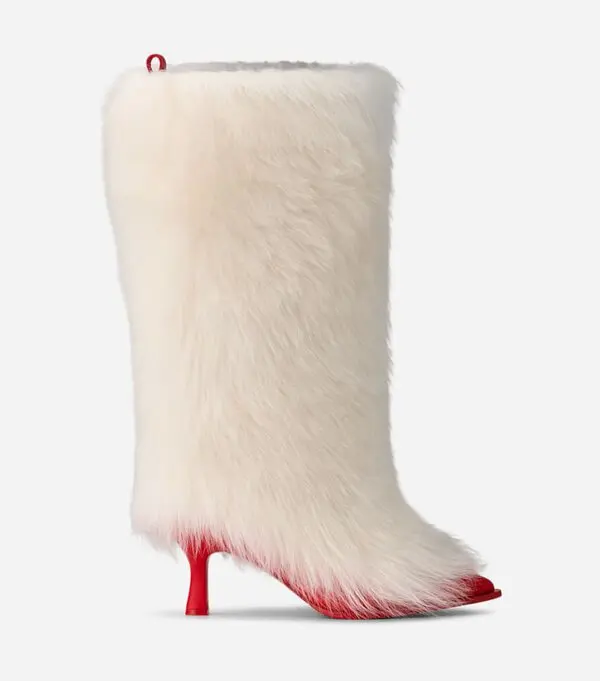 UGG Ambush Heel Sheepskin Boots - White/red