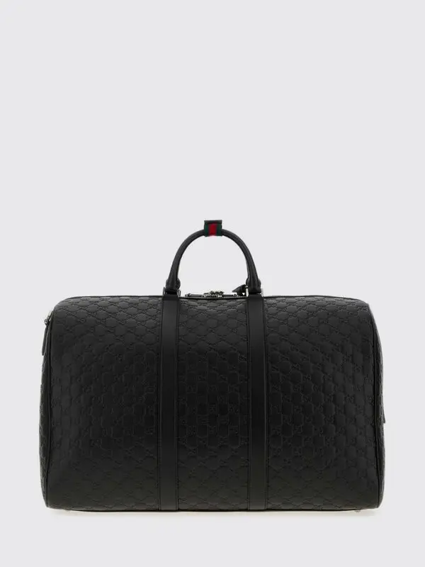 Gucci Gg Emblem Travel Bag In Leather With Embossed Gg Monogram
