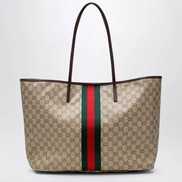 Gucci Large Tribeca Shopping Tote In Gg Canvas, Brown - Multicolor