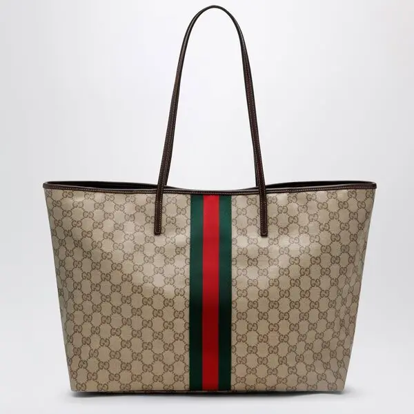 Gucci Large Tribeca Shopping Tote In Gg Canvas, Brown - Multicolor
