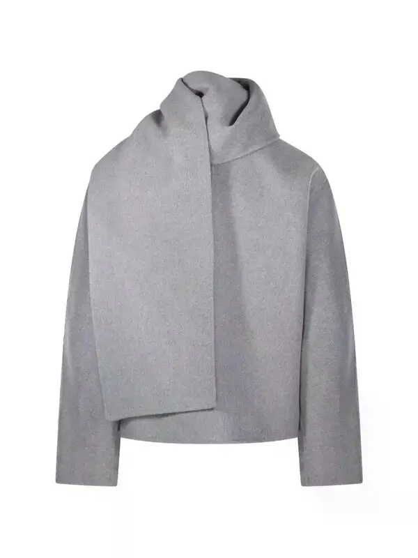 Max Mara Scarf-detail Button-front Coat - Grey
