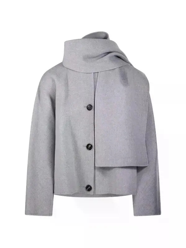 Max Mara Scarf-detail Button-front Coat - Grey