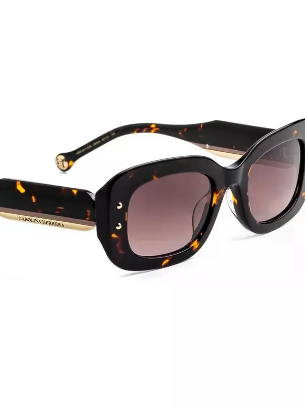 Carolina Herrera Tortoiseshell-effect Rectangle-frame Sunglasses