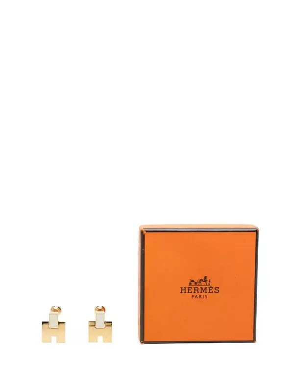 Hermès 2000-2026 Plated Enamel Eileen Push Back Earrings Costume Earrings