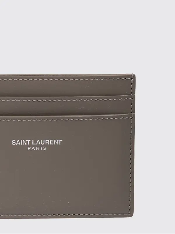 Saint Laurent Flat Calfskin Card Holder With Laminated Logo