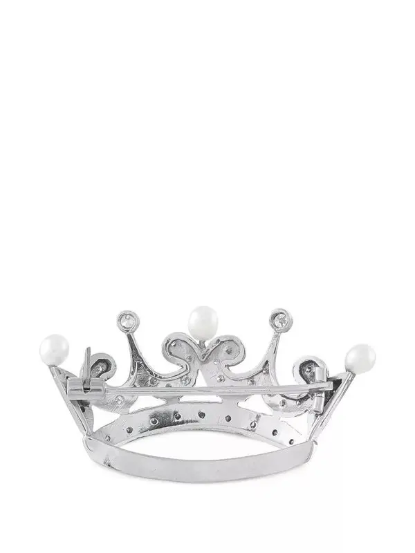 LB EXCLUSIVE Diamond And Pearl Crown Brooch