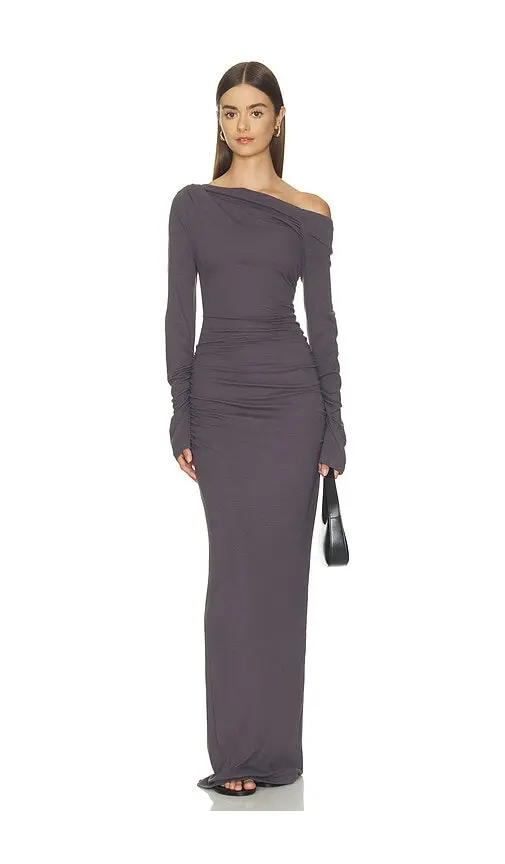SNDYS. X Reyna Maxi Dress In Grey - Slate