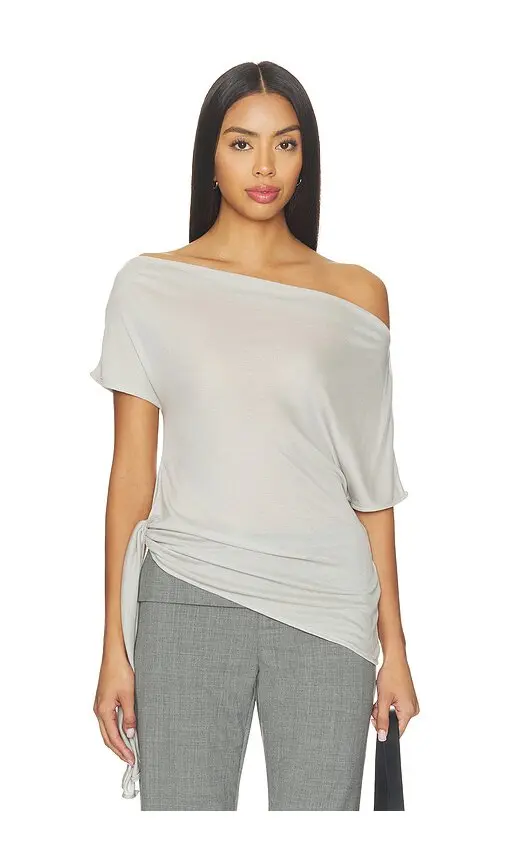 ST. AGNI Fine Jersey Off Shoulder Top In Grey