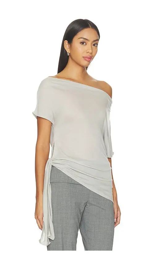 ST. AGNI Fine Jersey Off Shoulder Top In Grey
