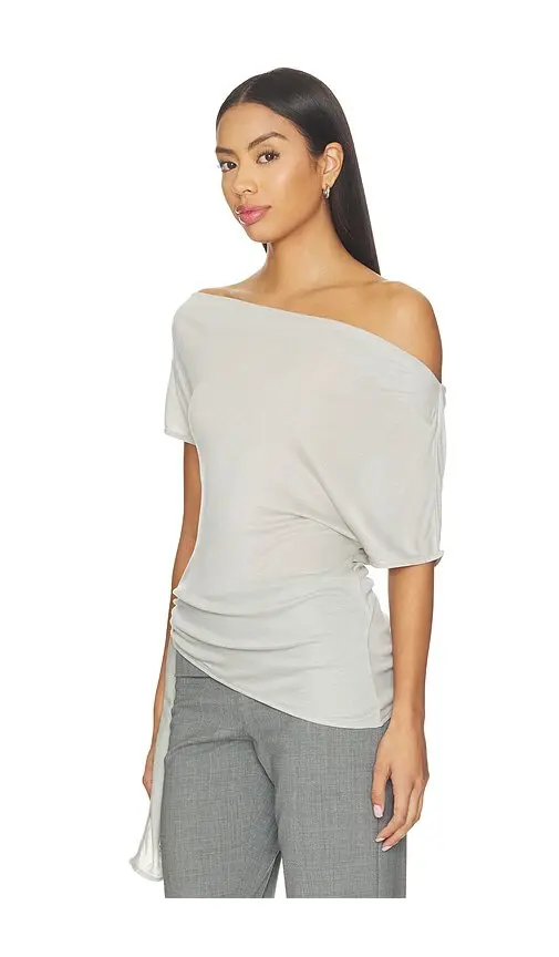 ST. AGNI Fine Jersey Off Shoulder Top In Grey