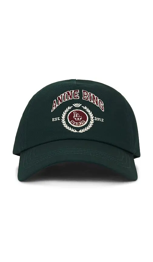 ANINE BING Jeremy Baseball Cap Collegiate In Dark Green - Deep Emerald