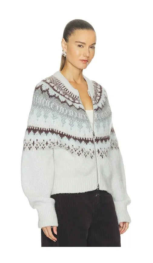 Closed Cropped Zip Cardigan In Brown