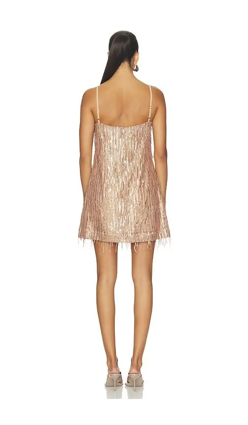 WITH HARPER LU Shift Mini Dress In Metallic Gold