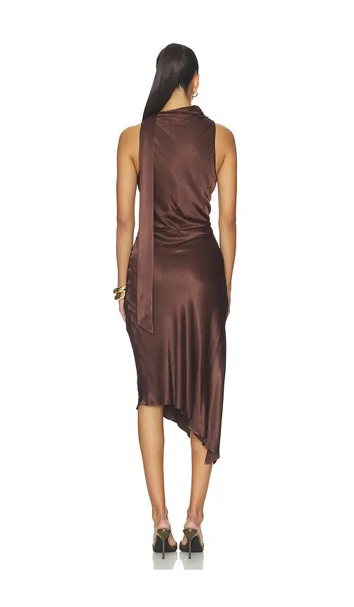 Bardot Valentine High Low Dress In Chocolate - Dark Choco