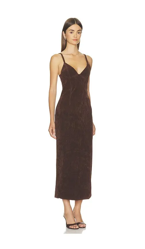 Bardot Estine Faux Suede Midi Dress In Chocolate