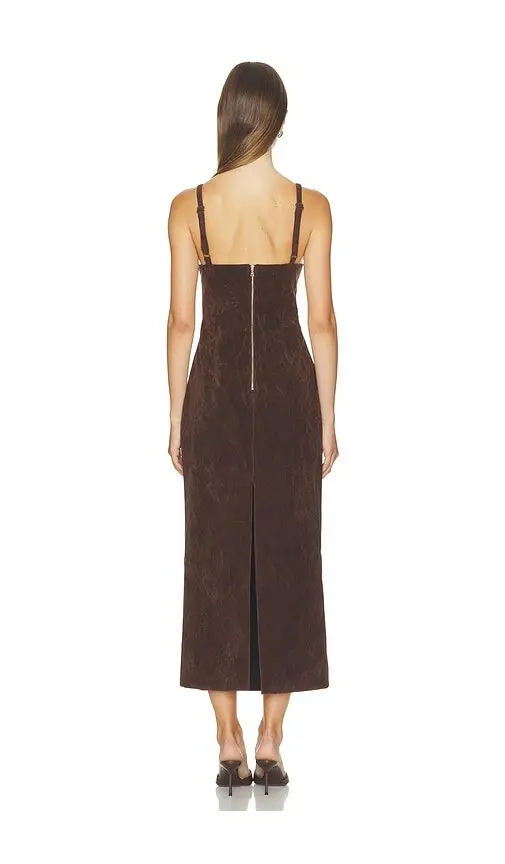 Bardot Estine Faux Suede Midi Dress In Chocolate