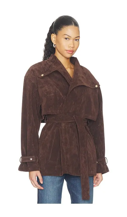 Bardot Veronica Faux Suede Jacket In Chocolate