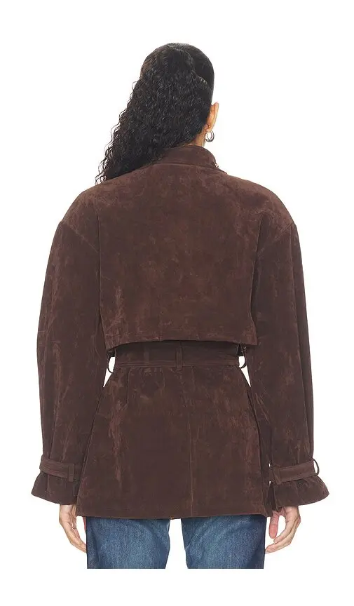 Bardot Veronica Faux Suede Jacket In Chocolate