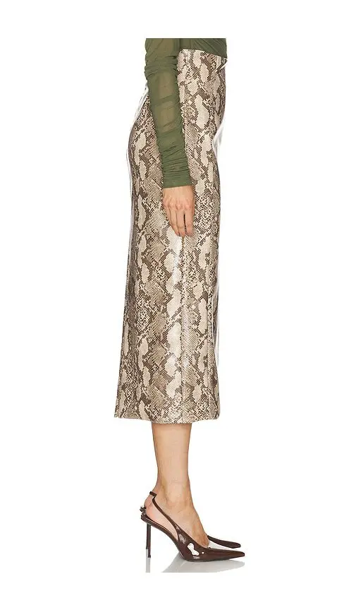 Bardot Erica Faux Snakeskin Skirt In Cream