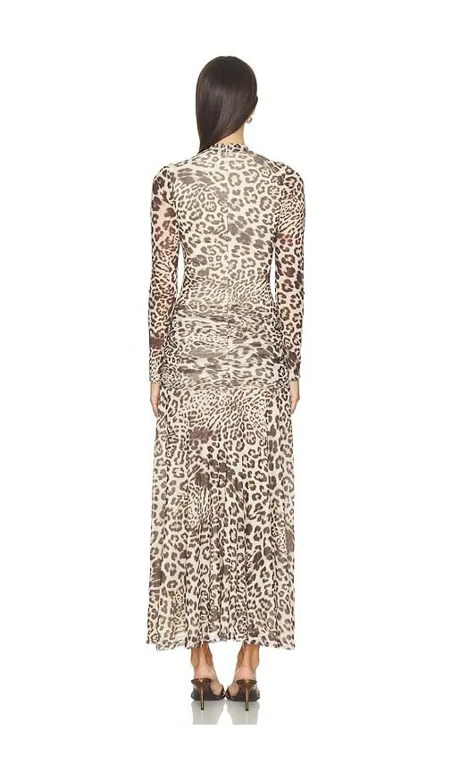 Bardot Lea Printed Mesh Dress In Brown