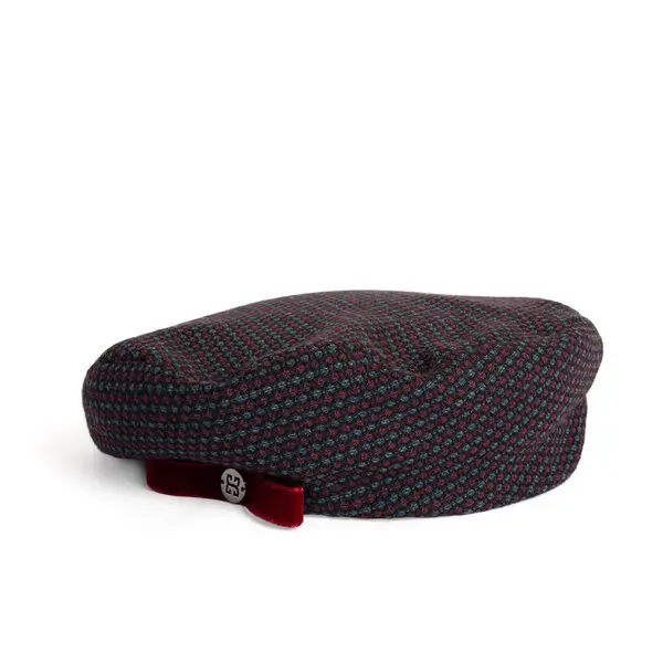 SIBI HATS Grey / Red Vera Lightweight Grey Winter Beret Hat With Velvet Bow - Grey/red