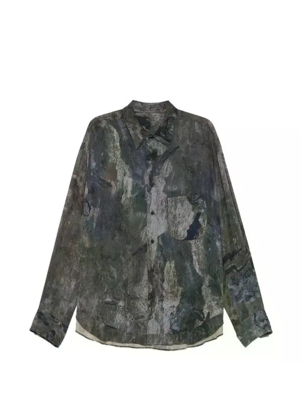 ZIGGY CHEN Abstract-print Layered-hem Shirt