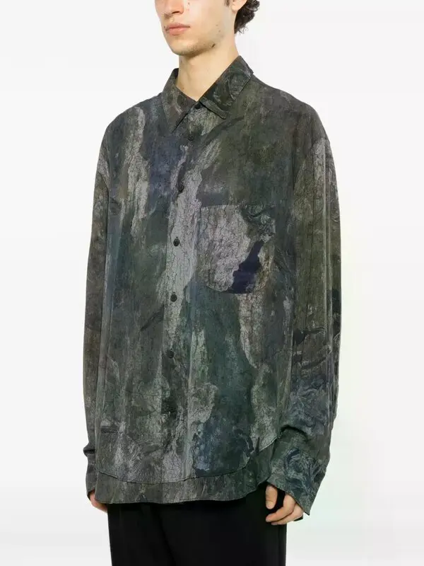 ZIGGY CHEN Abstract-print Layered-hem Shirt