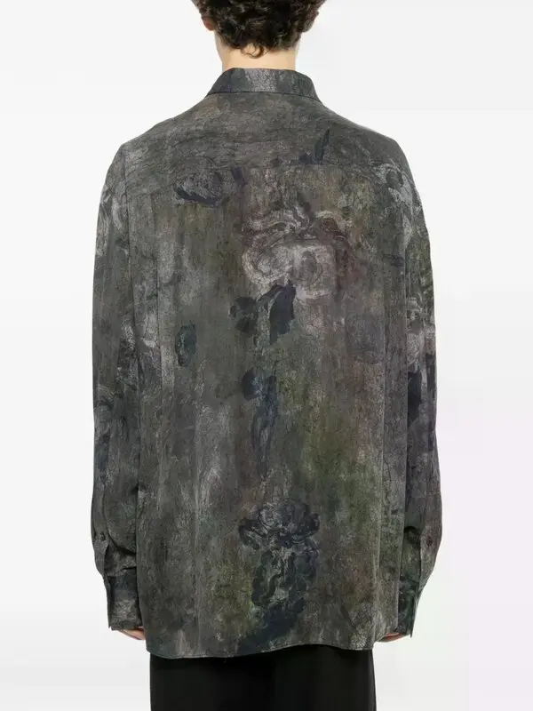ZIGGY CHEN Abstract-print Layered-hem Shirt