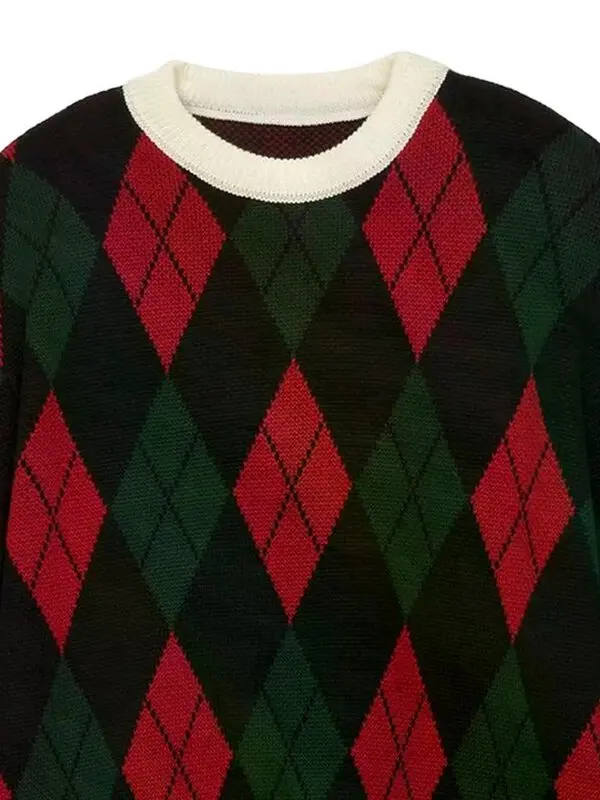 LC23 Rombo Argyle Sweater - Black