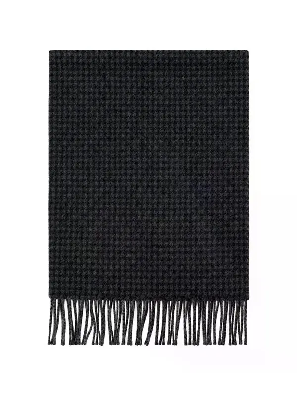 ANOTHER ASPECT Houndstooth-pattern Fringed Scarf