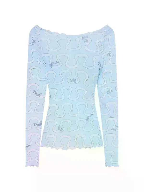 Emilio Pucci Onda Print Tulle Top - Blue