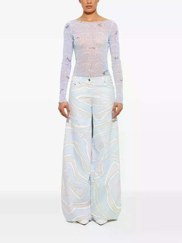 Emilio Pucci Onda Print Tulle Top - Blue