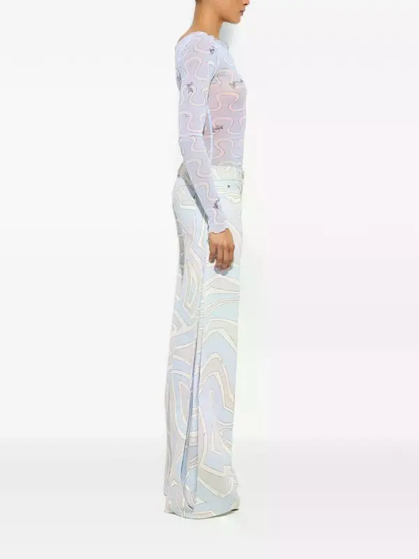Emilio Pucci Onda Print Tulle Top - Blue