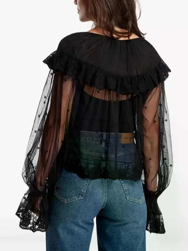 ALLSAINTS Trixie Ruffled Lace-trim Blouse