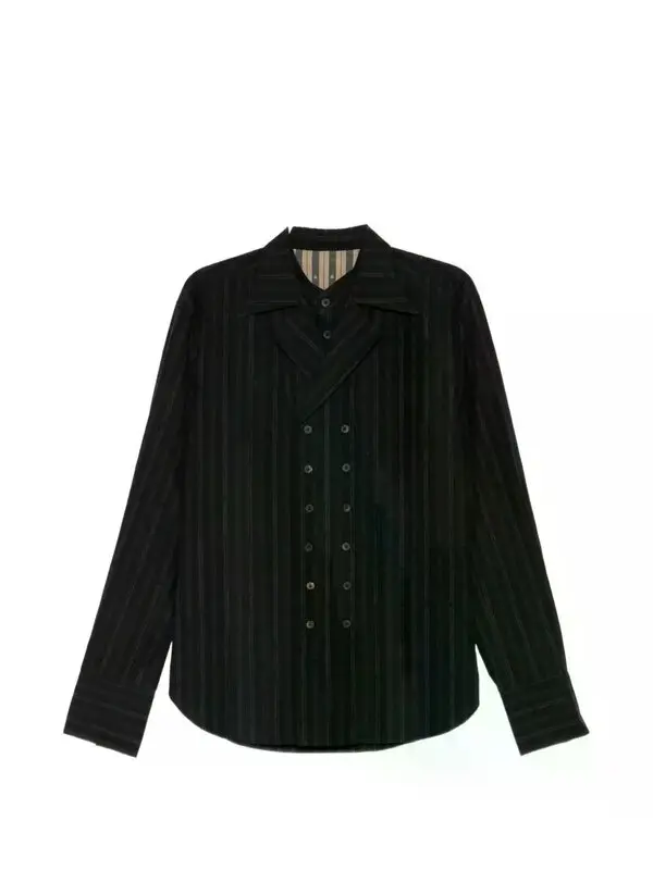 ZIGGY CHEN Pinstripe-print Double-breasted Shirt